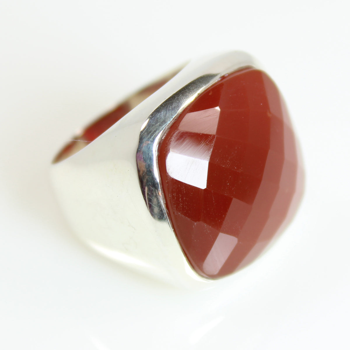 Ring - Signature Red Agate Square Cut Sterling Silver - KenSu Jewelry